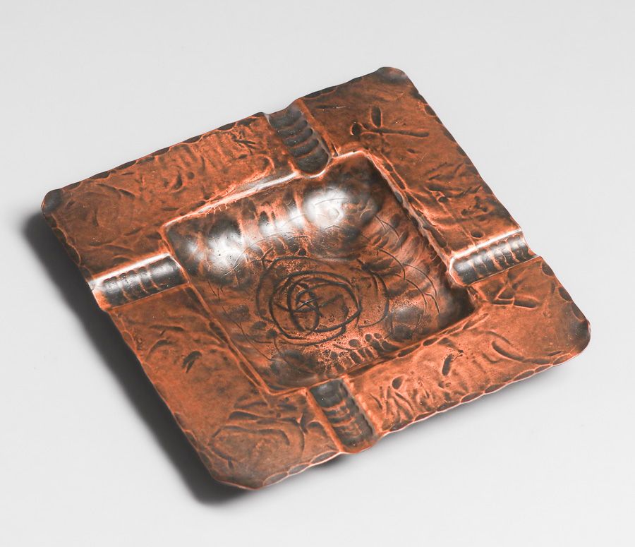 Craftsman Studios Hammered Copper Square Ashtray c1930s - California ...