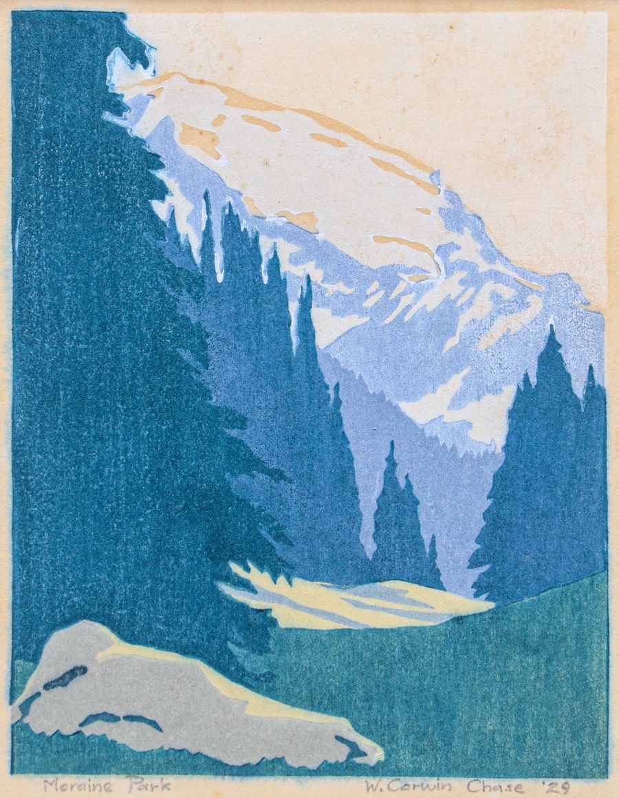 Wendell Corwin Chase (1897-1988) Color Woodcut “Moraine Park” 1929 ...