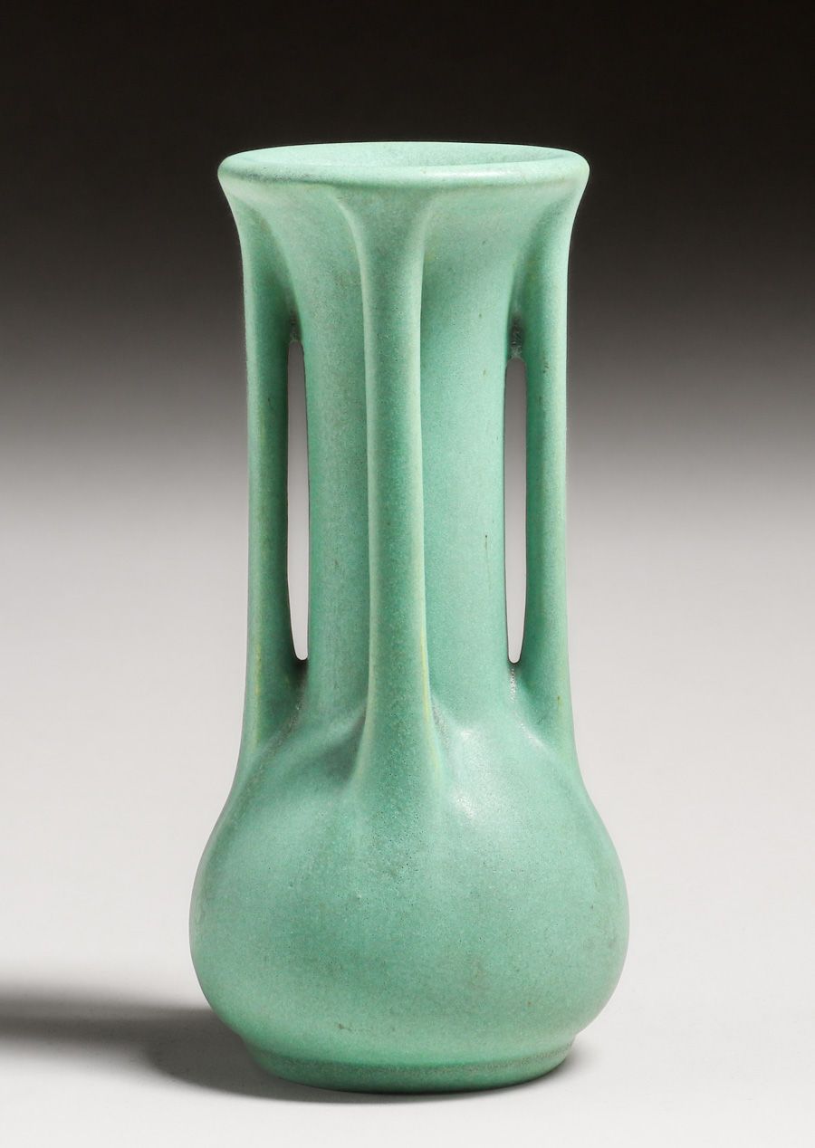 Teco Pottery Prairie School Four Handled Matte Green Vase c1910 ...