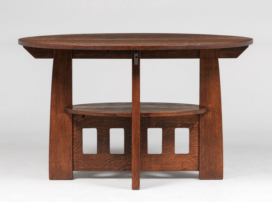 Limbert Double Oval Cutout Table c1905 - California Historical Design, Inc.