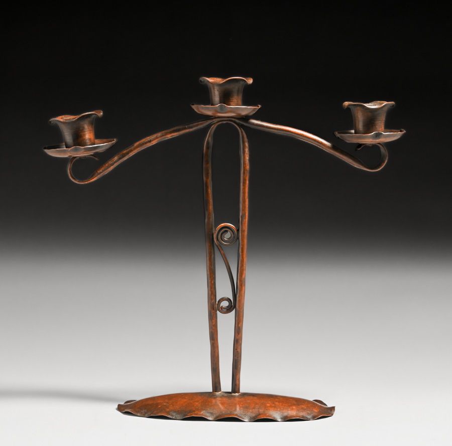 Craftsman Studios - Golden State #507 Hammered Copper Candelabra c1930s ...